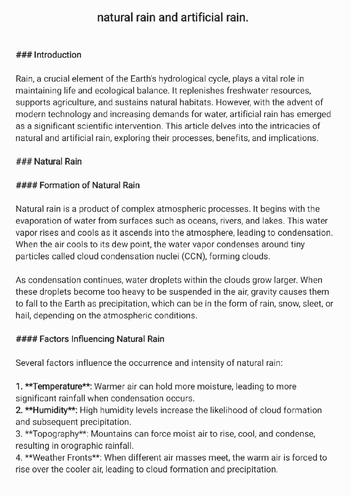 Natural rain and artificial rain - Introduction Rain, a crucial element ...