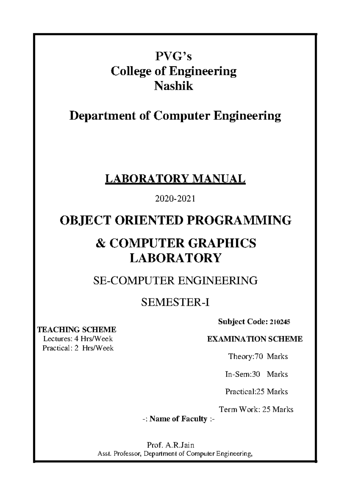Final oopl manual 20 21 - SPPU third sem practicals - PVG’s College of Engineering Nashik ...