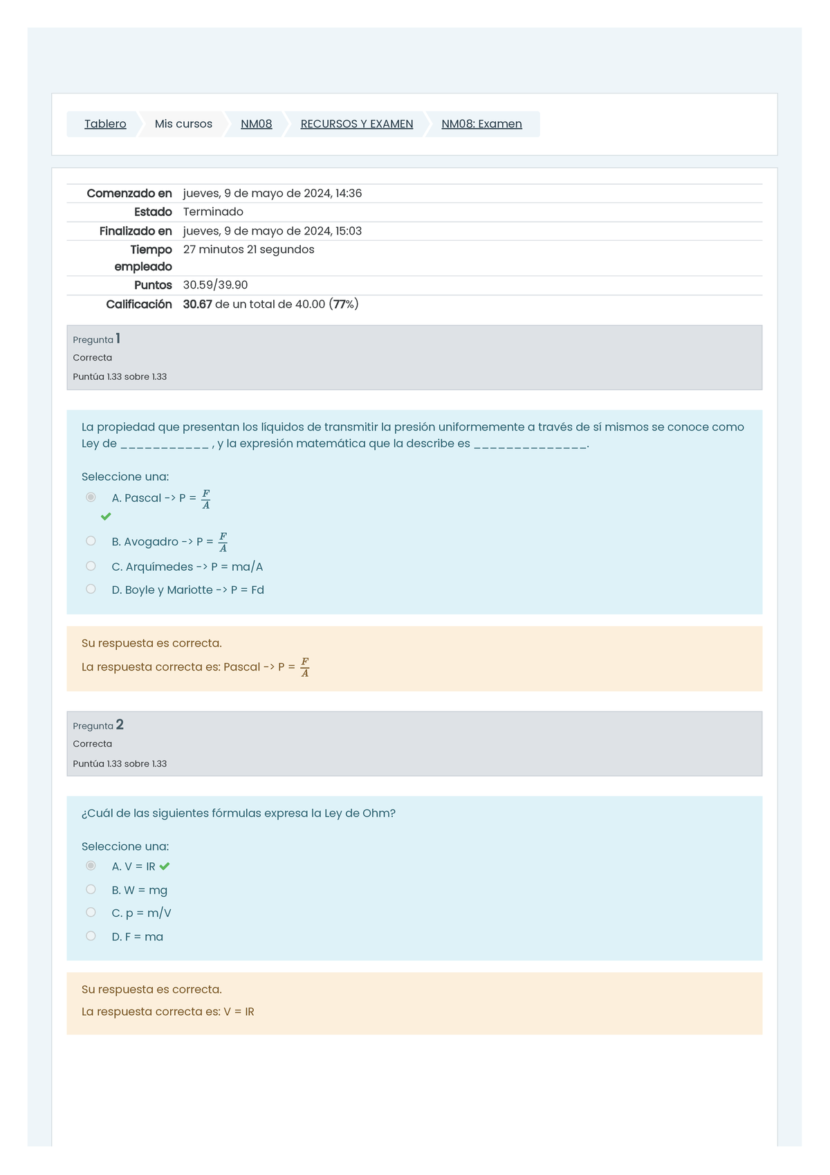 NM08 Examen - Tablero Mis cursos NM08 RECURSOS Y EXAMEN NM08: Examen Comenzado en jueves, 9 de ...