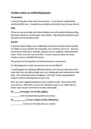 Mihimihi Draft - Mihimihi Whakataka te hau ki te uru whakataka te hau ...