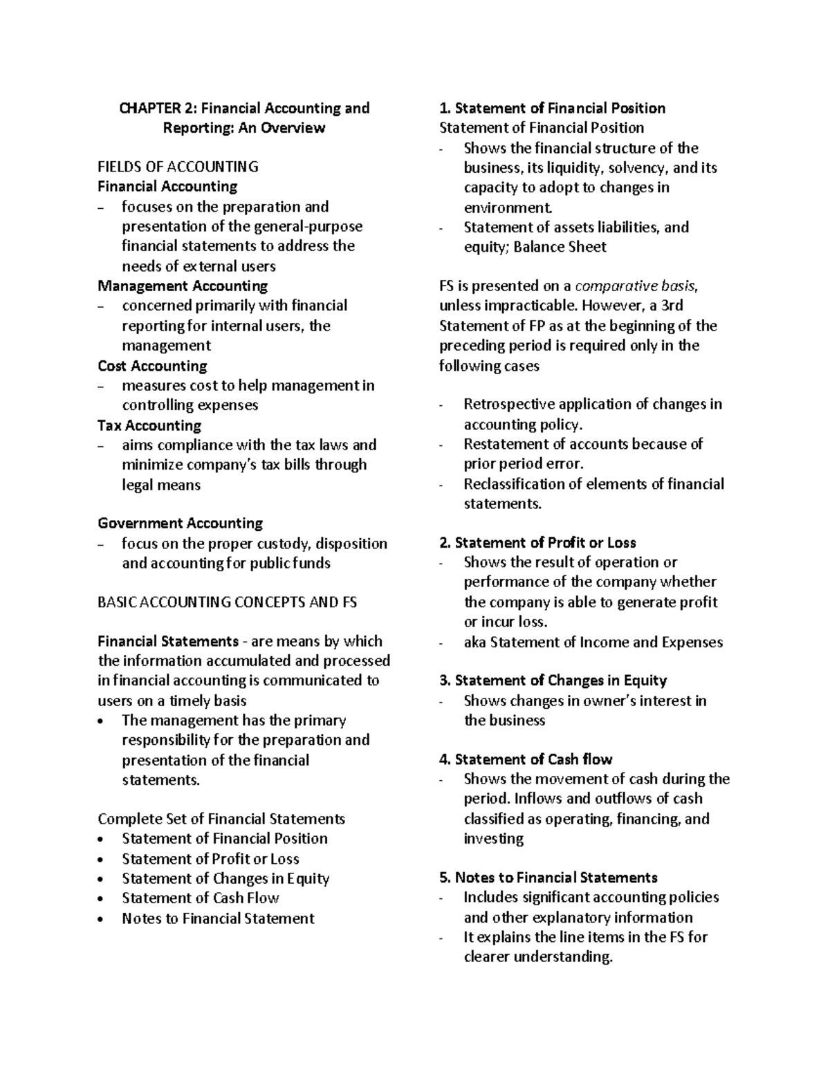 FAR Notes Chapter 2 - CHAPTER 2: Financial Accounting and Reporting: An ...