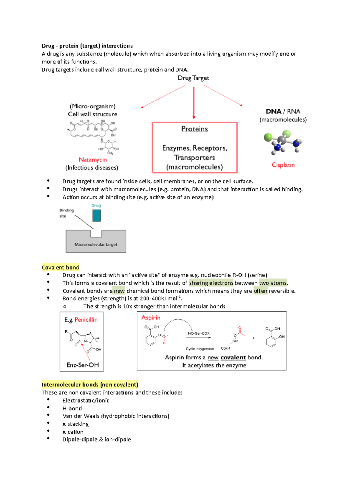 Lecture 22 - Drug Targets 1- Drug-Protein Interactions - Fundamental ...