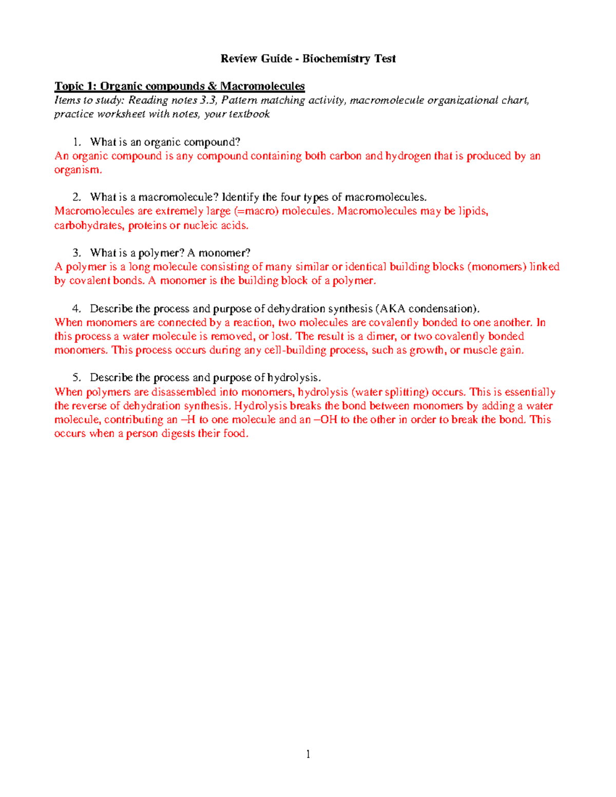 Biochem+Test+-+Review+Guide+ Answer+KEY - Review Guide - Biochemistry ...