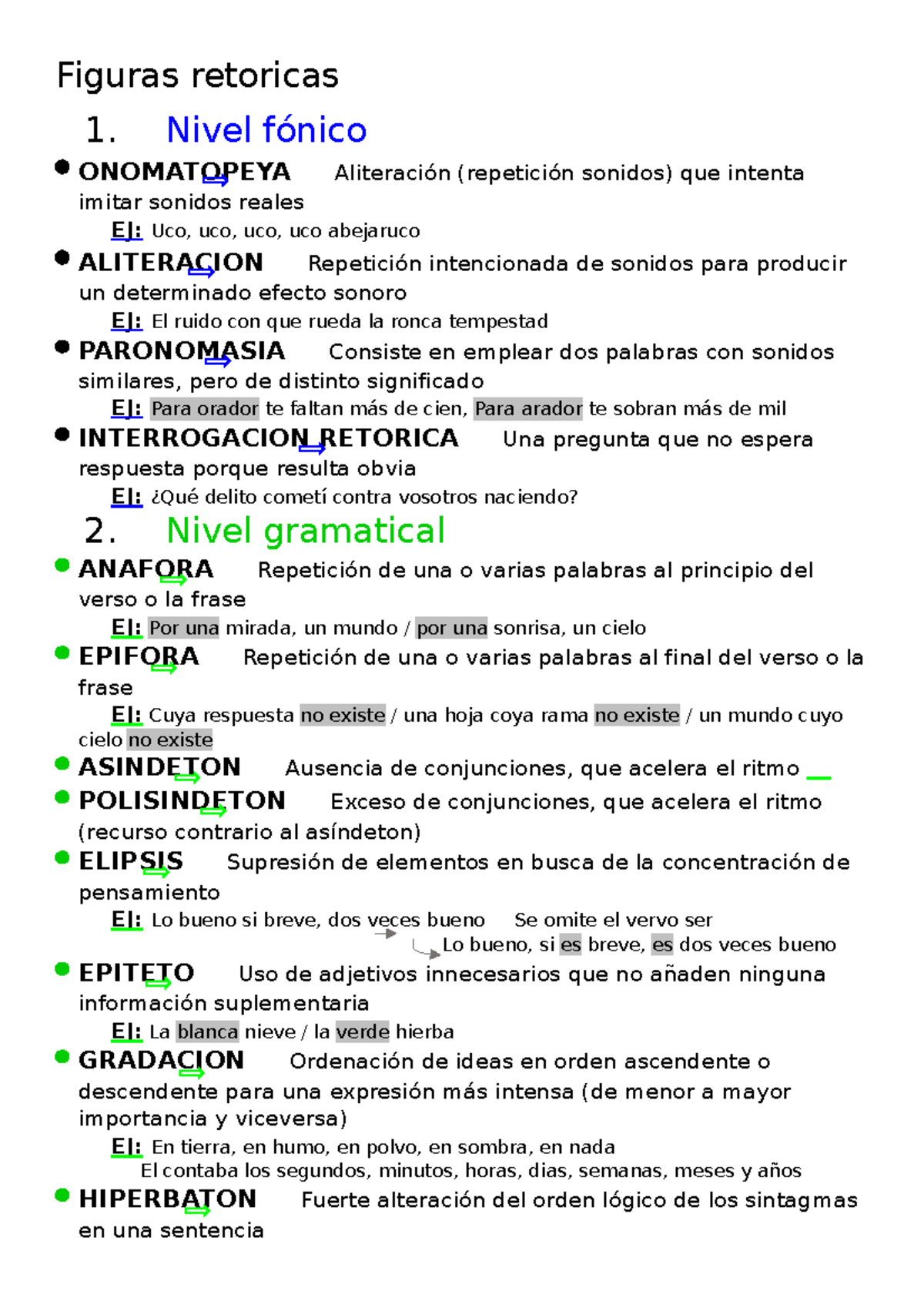 apuntes figuras retoricas - Figuras retoricas 1. Nivel fónico ...