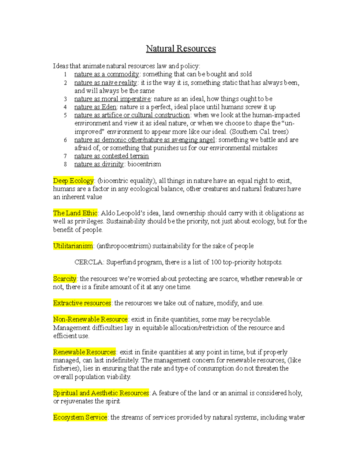 Natural Resources Outline - Pappas - Natural Resources Ideas that ...