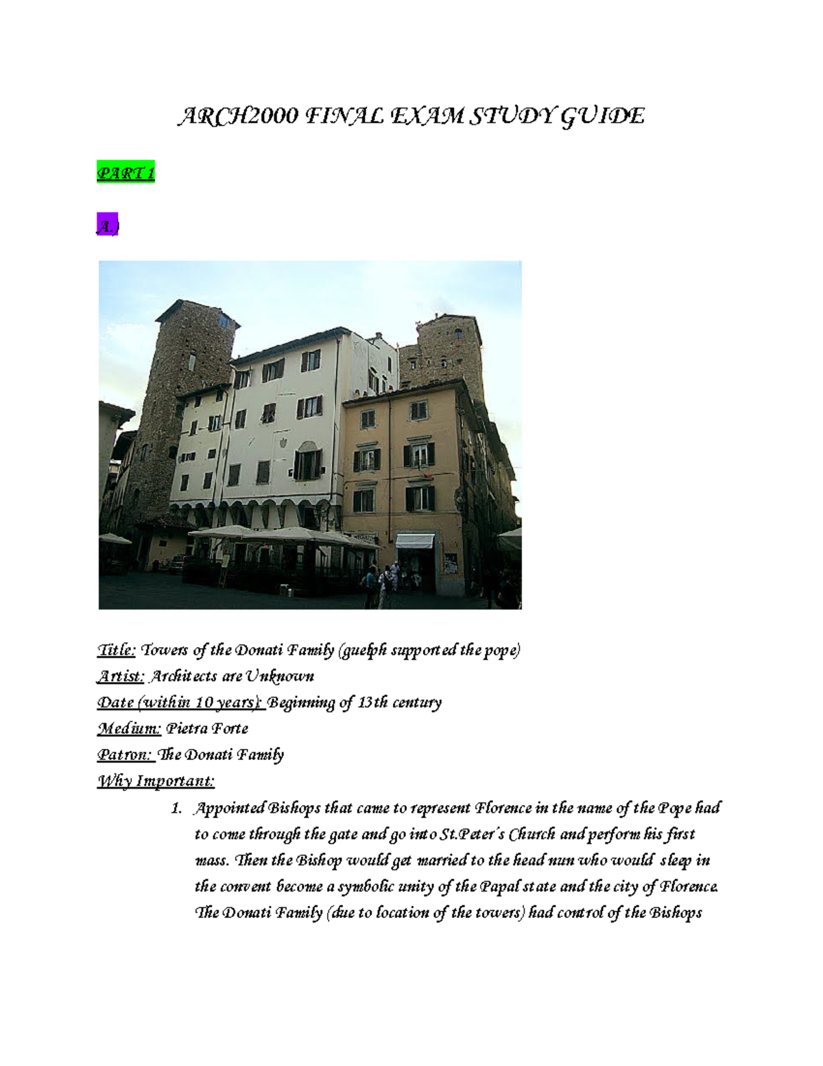 Arch2000 Final Exam Study Guide - ARCH2000 FINAL EXAM STUDY GUIDE PART ...