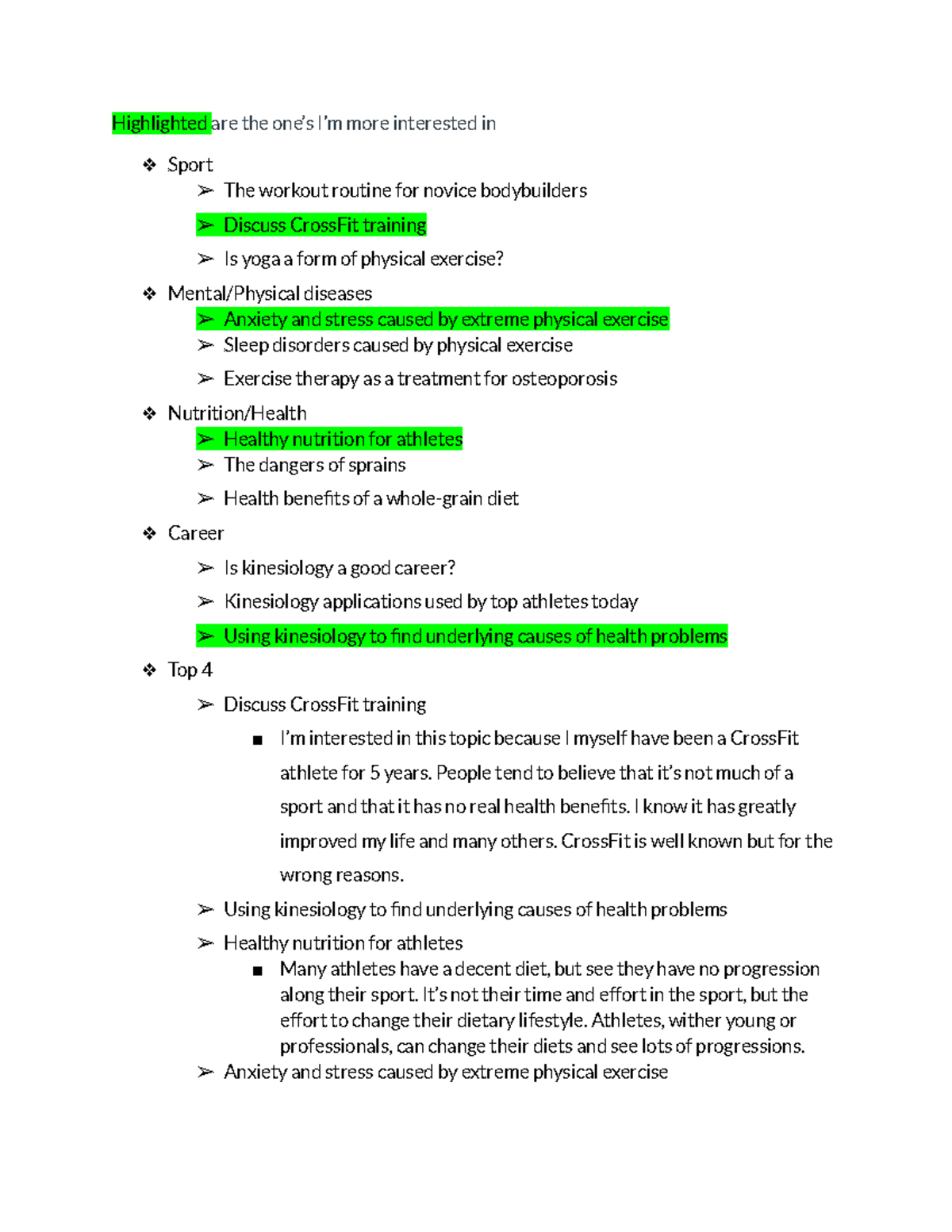 Exploring Your Major Project Topic - Highlighted are the one’s I'm more ...