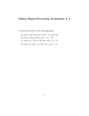 Assignment 5 - Questions - Digital Signal Processing Assignment # 5 Find the inverse Z ...