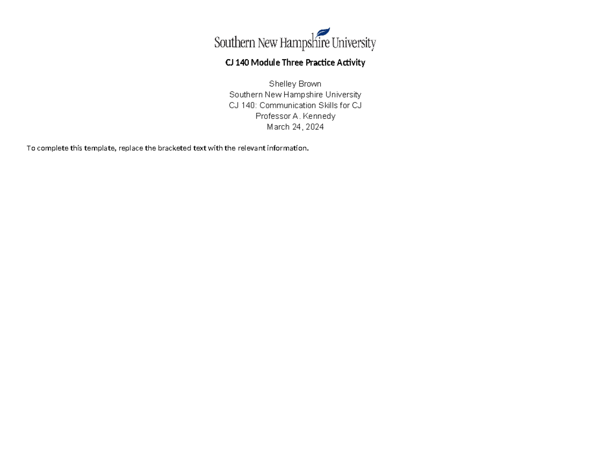 CJ 140 Module Three Practice Activity - CJ-140 - CJ 140 Module Three ...