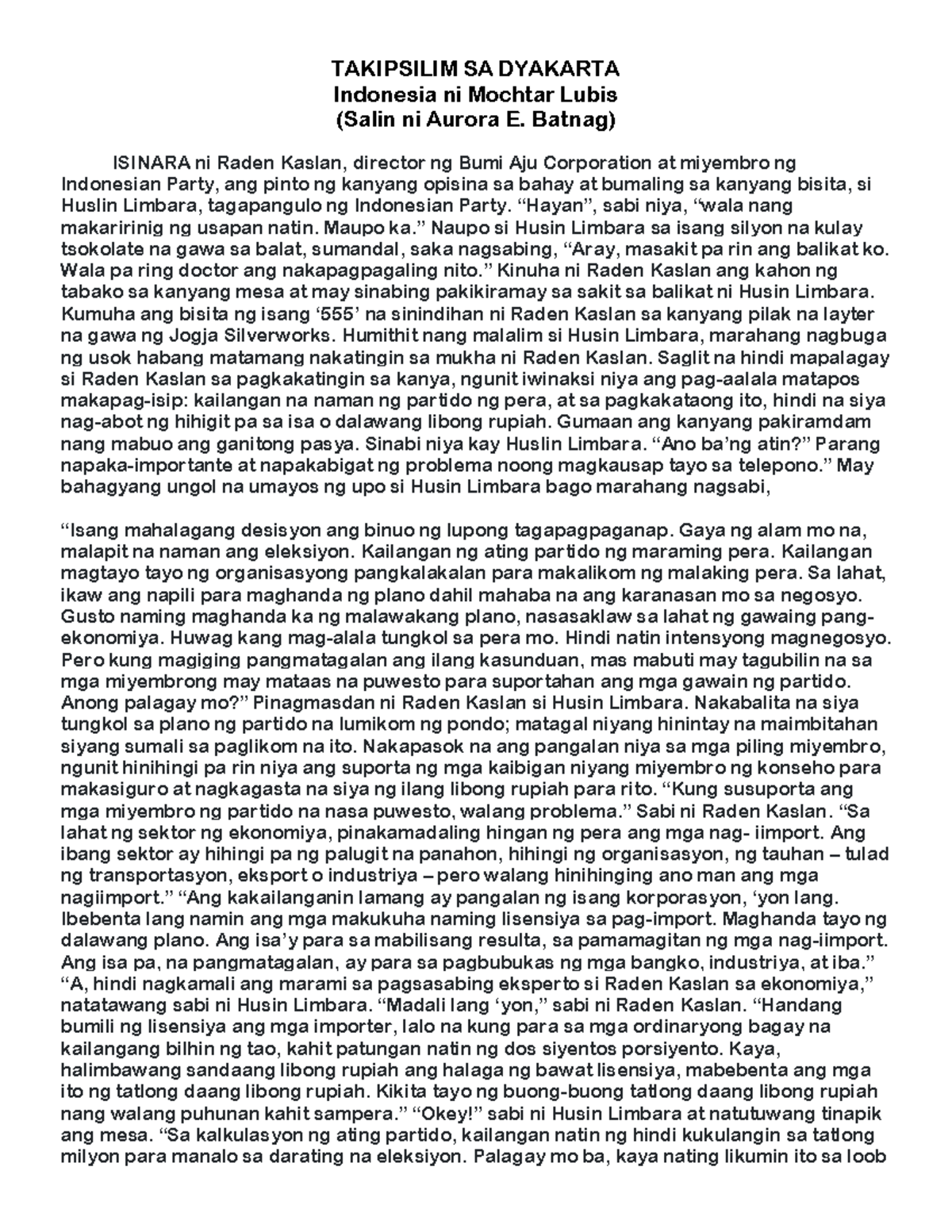 Buong Kwento ng takipsilim sa Jakarta - TAKIPSILIM SA DYAKARTA ...