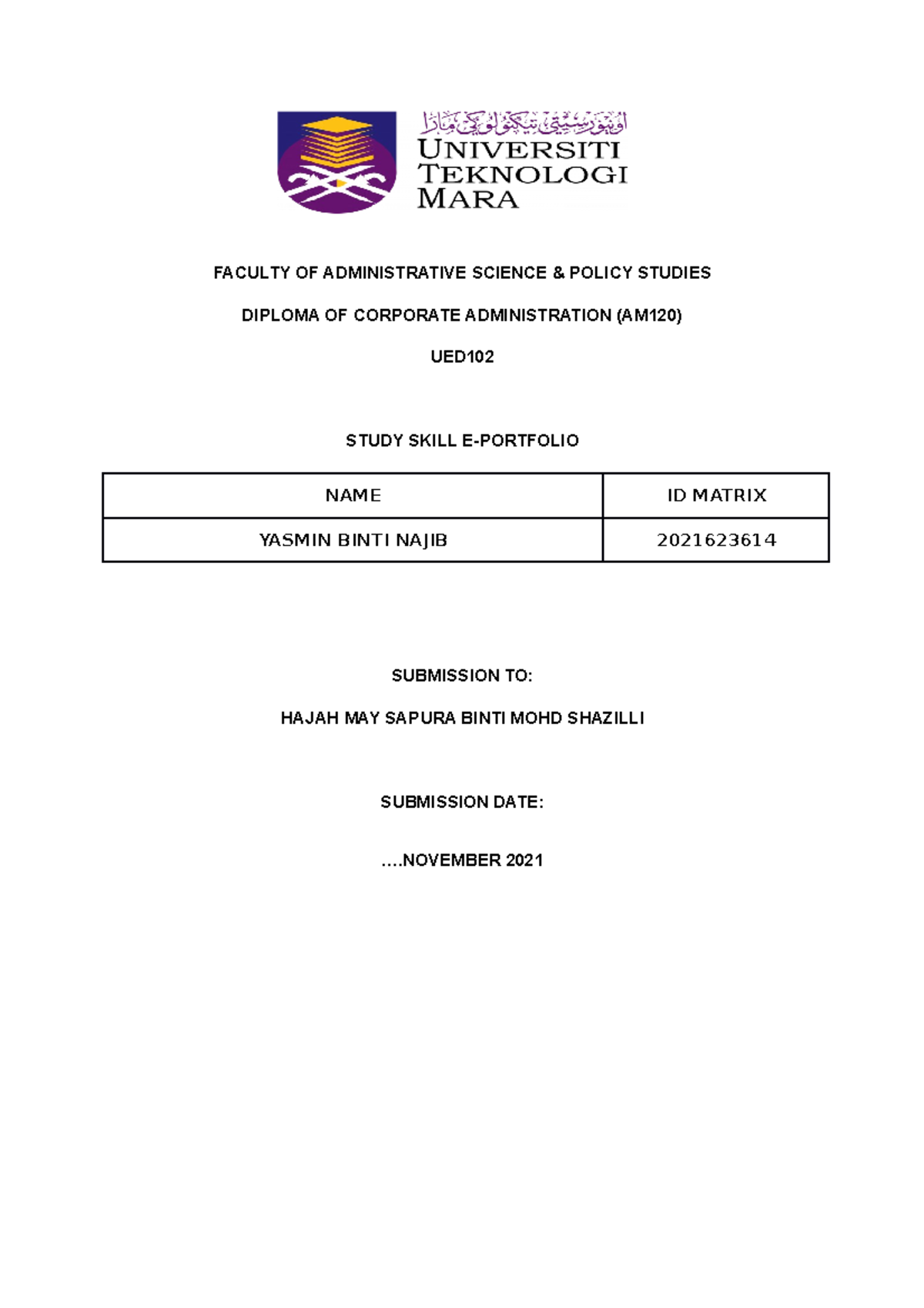 Portfolio Template Guidelines and Tips - FACULTY OF ADMINISTRATIVE ...