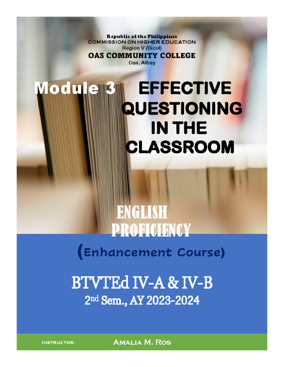 Questioning EC Btvted IV M3 - 0 BTVTEd IV-A & IV-B 2 nd Sem., AY 202 3 ...