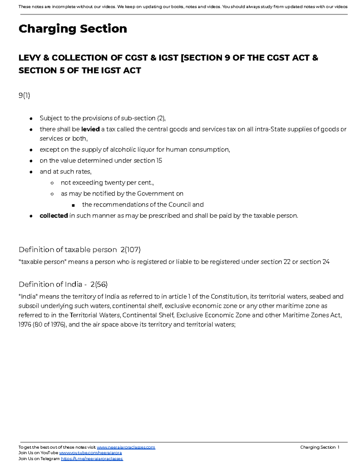 03 Charging Section Notes 23 - Charging Section LEVY & COLLECTION OF ...