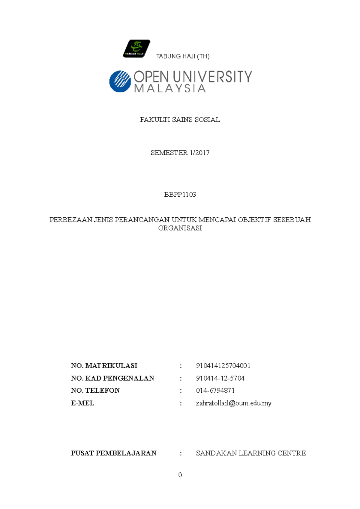 BBPP1103 Prinsip Pengurusan - FAKULTI SAINS SOSIAL SEMESTER 1/ BBPP ...