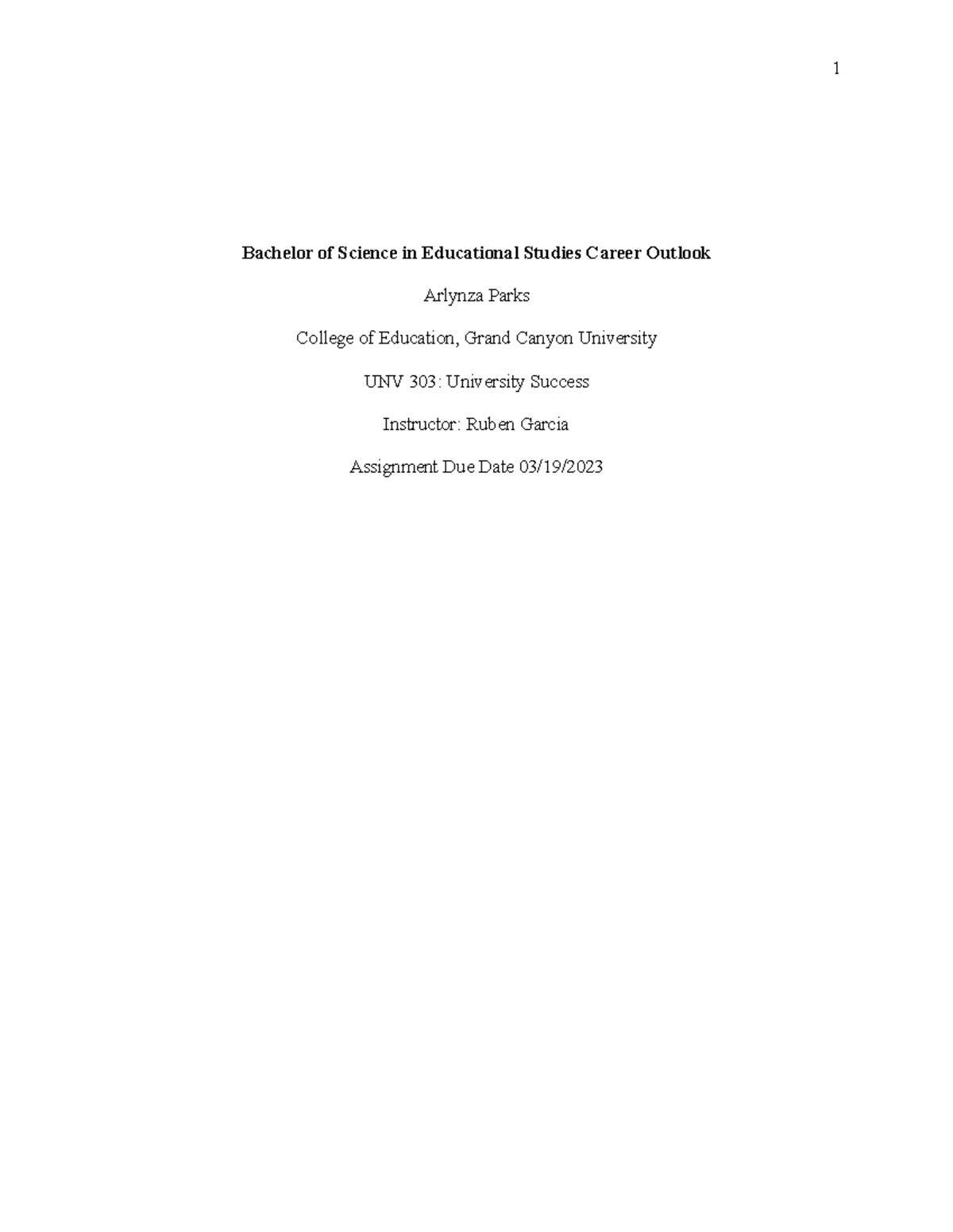 Apa 7th edition template without abstract 2 - Bachelor of Science in ...