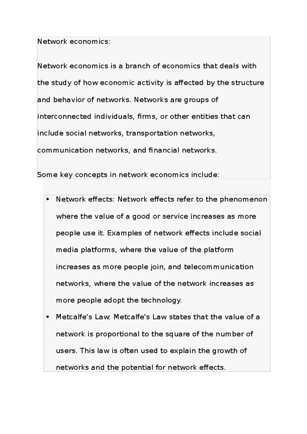 Network economics - ... - Network economics: Network economics is a ...