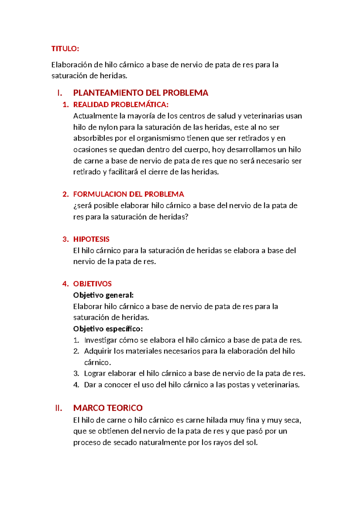 Proyecto de ciencia Eureka - TITULO: Elaboración de hilo cárnico a base ...