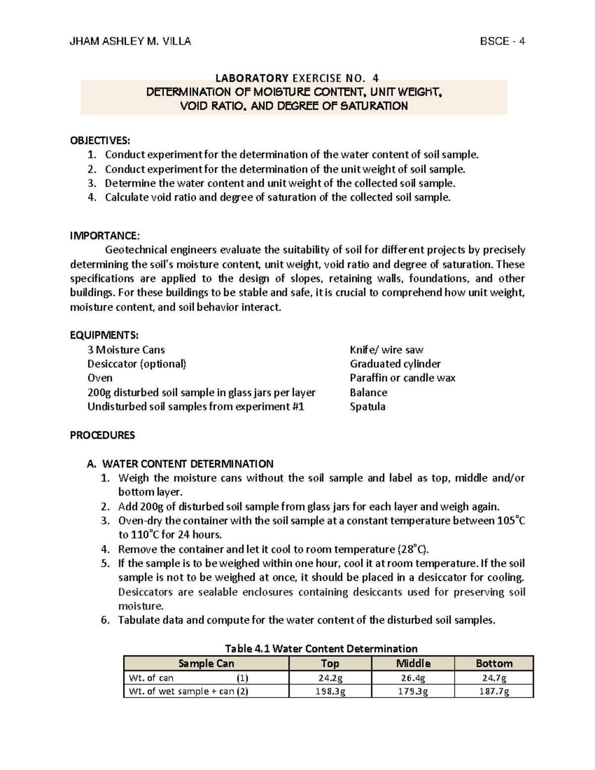 Villa, Jham Ashley M. - LAB Report 4 - JHAM ASHLEY M. VILLA BSCE - 4 ...