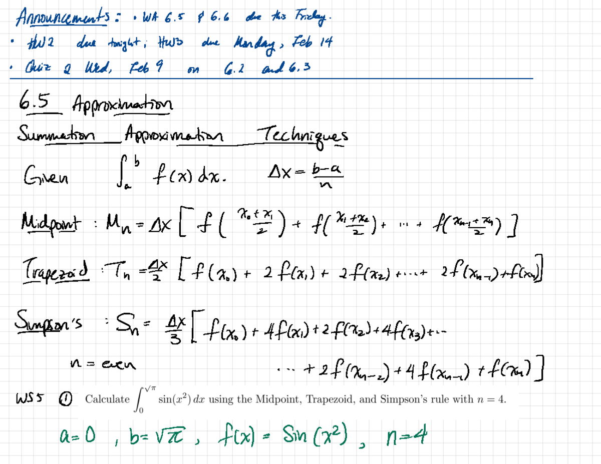 Calc2-008-lecture 3a - calc II - Announcements : • WA 6 46 die this ...