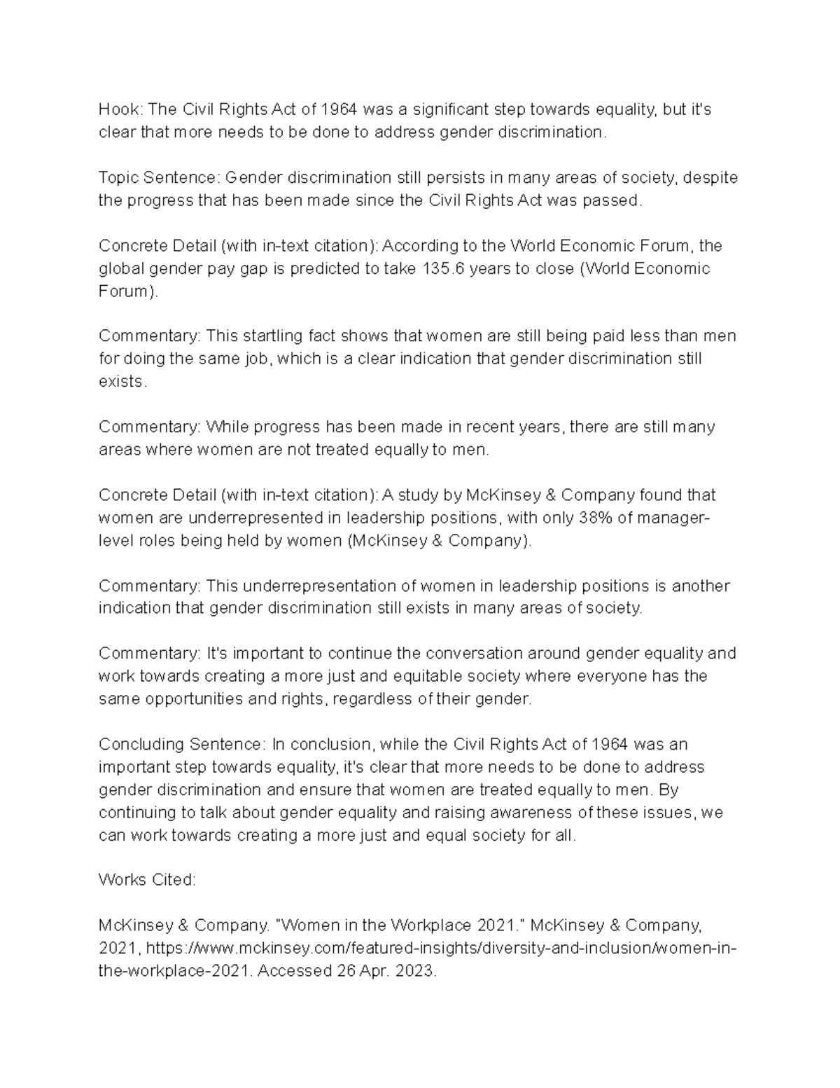 Activity 4.7.2 - Final Paragraph - Hook: The Civil Rights Act of 1964 ...