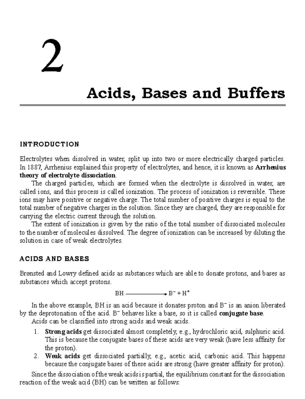 Acid bases and buffers - INTRODUCTION Electrolytes when dissolved in ...
