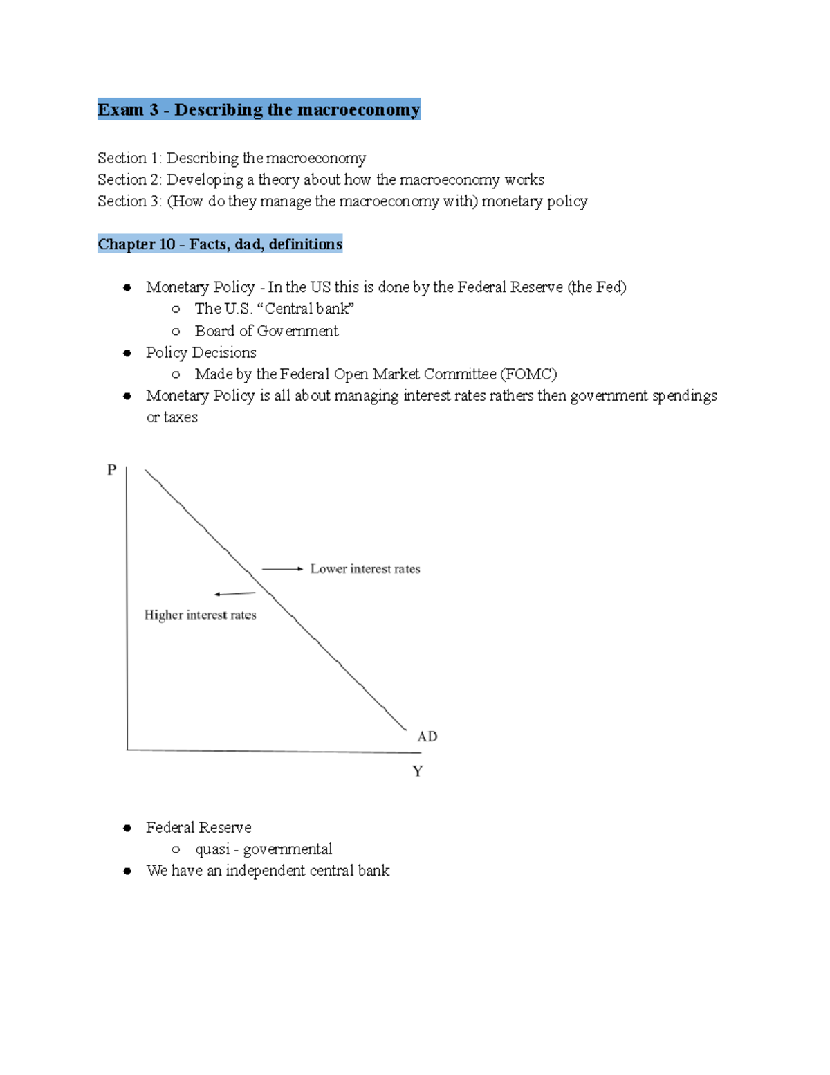 Exam 3 Econ 2020 - Lecture Notes - Exam 3 - Describing the macroeconomy ...