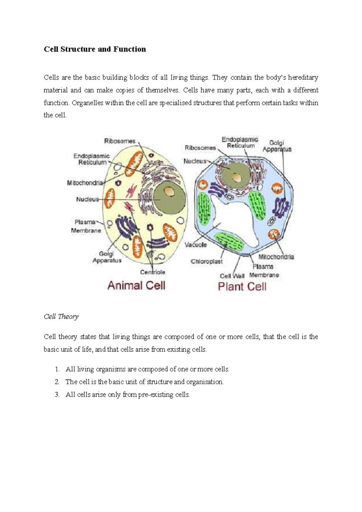 Cell Structure & Function - Introduction - Cell Structure and Function ...