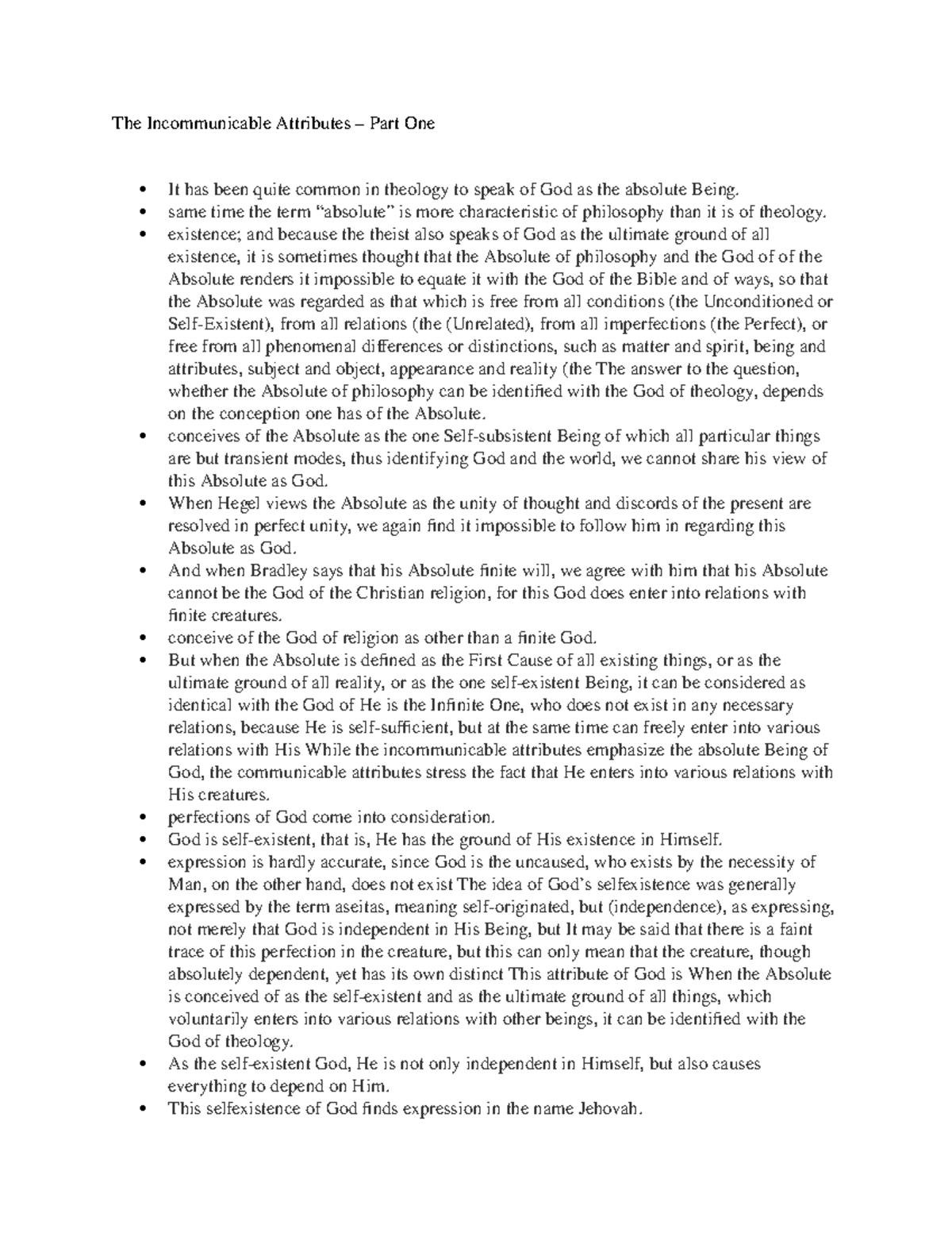 The Incommunicable Attributes – Part One - same time the term “absolute ...