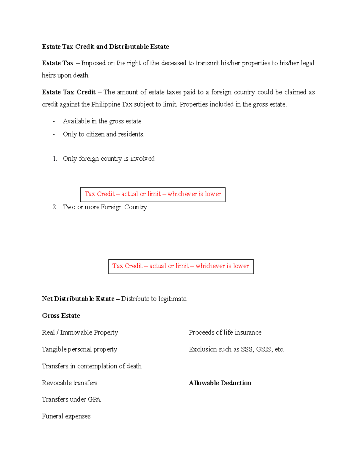 Estate Tax Credit and Distributable Estate - Estate Tax Credit – The ...