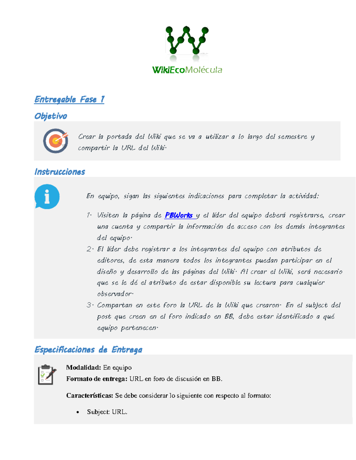 Fase 1. Wiki Eco Molécula - WikiEcoMolÈcula Entregable Fase 1 Objetivo ...