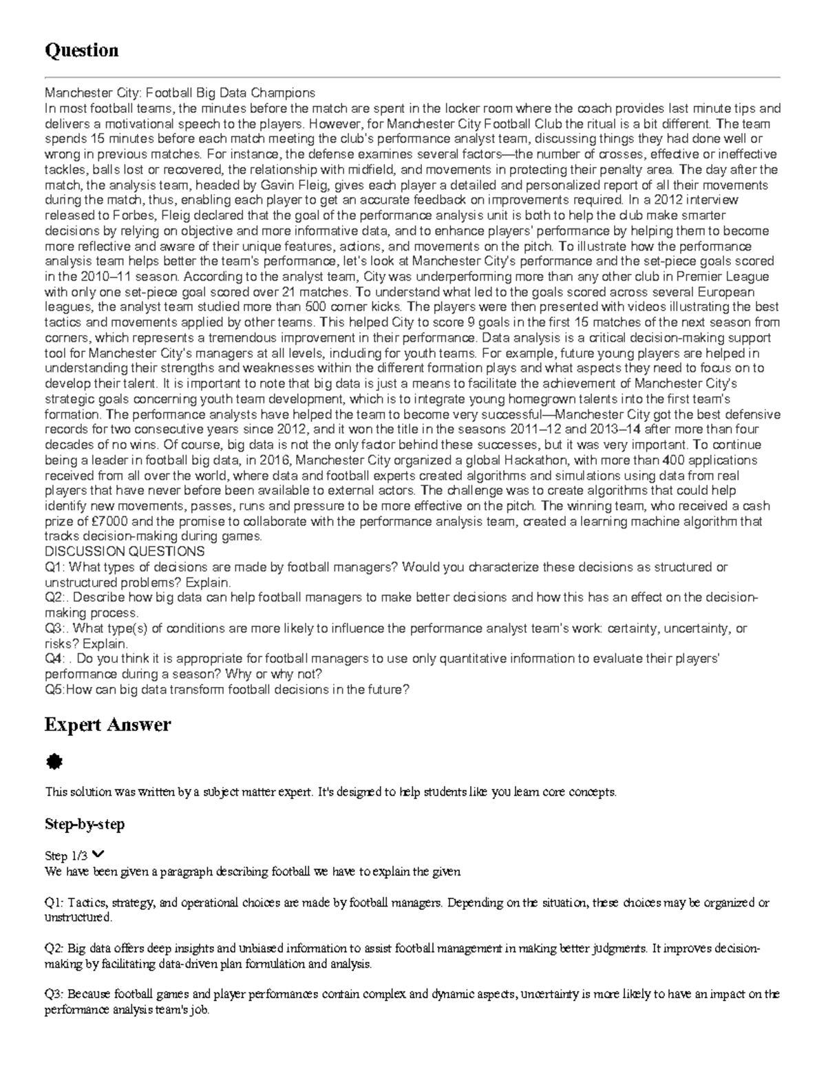 Answer-1 - no nbv hgjy - Question Manchester City: Football Big Data ...