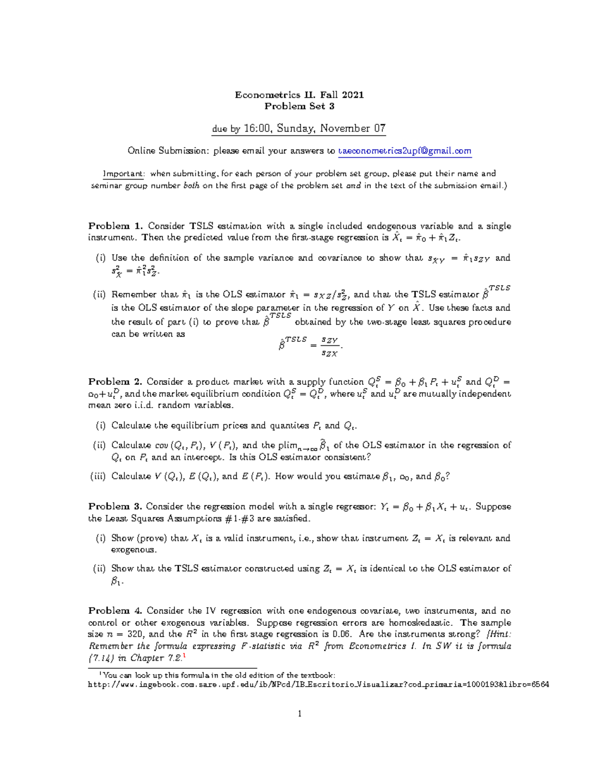 Enunciados del Problem Set 3, 2021 econometría 2 - Econometrics II. Fall 2021 Problem Set 3 due ...