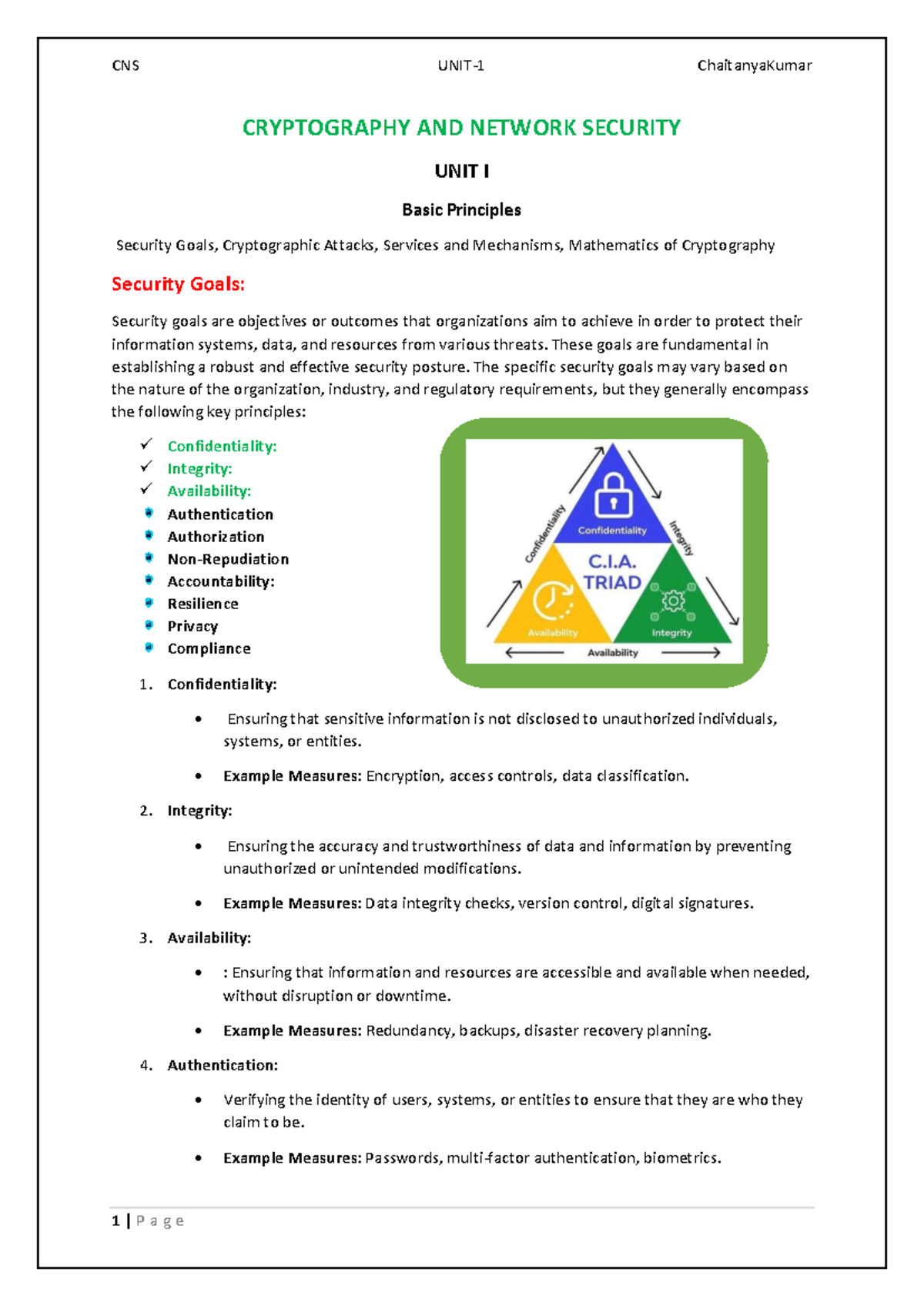 UNIT 1 CNS CSE - this notes is important - CRYPTOGRAPHY AND NETWORK ...