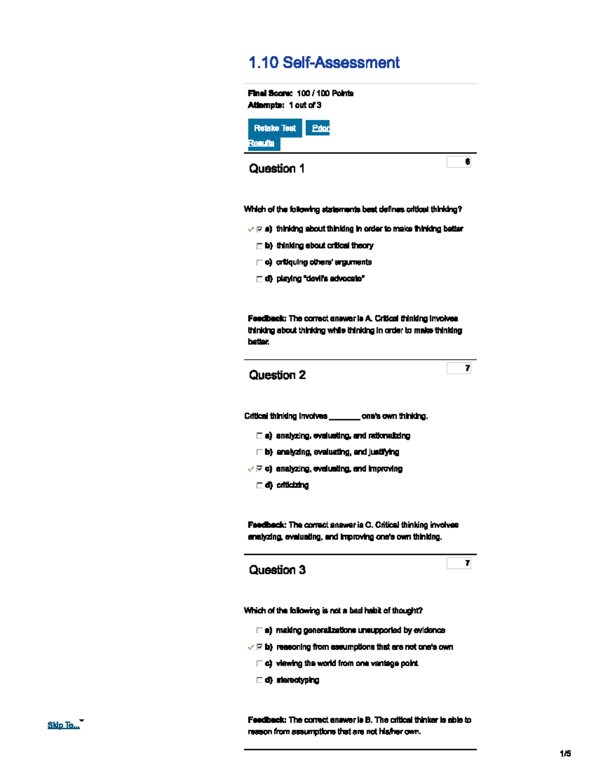C168 Module 1 - Self - Assessment - C168 - Studocu