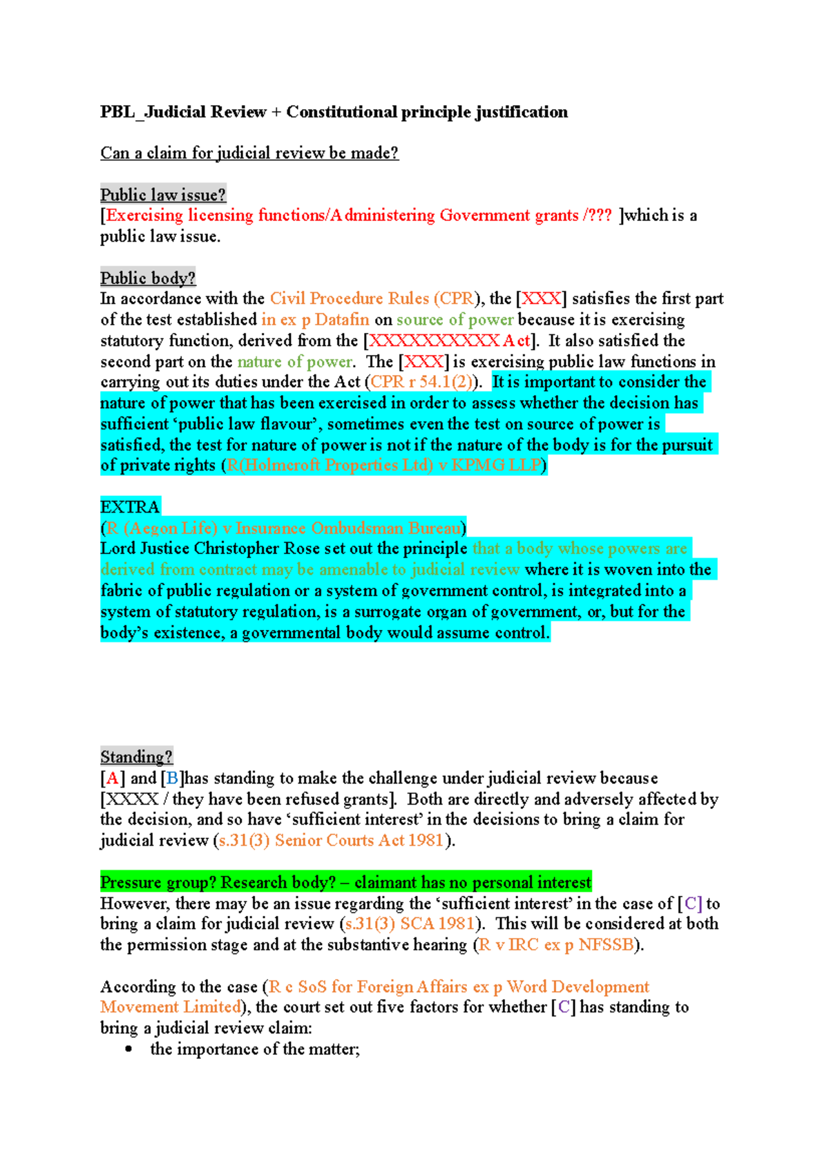 Judicial Review summary for revision - PBL_Judicial Review ...