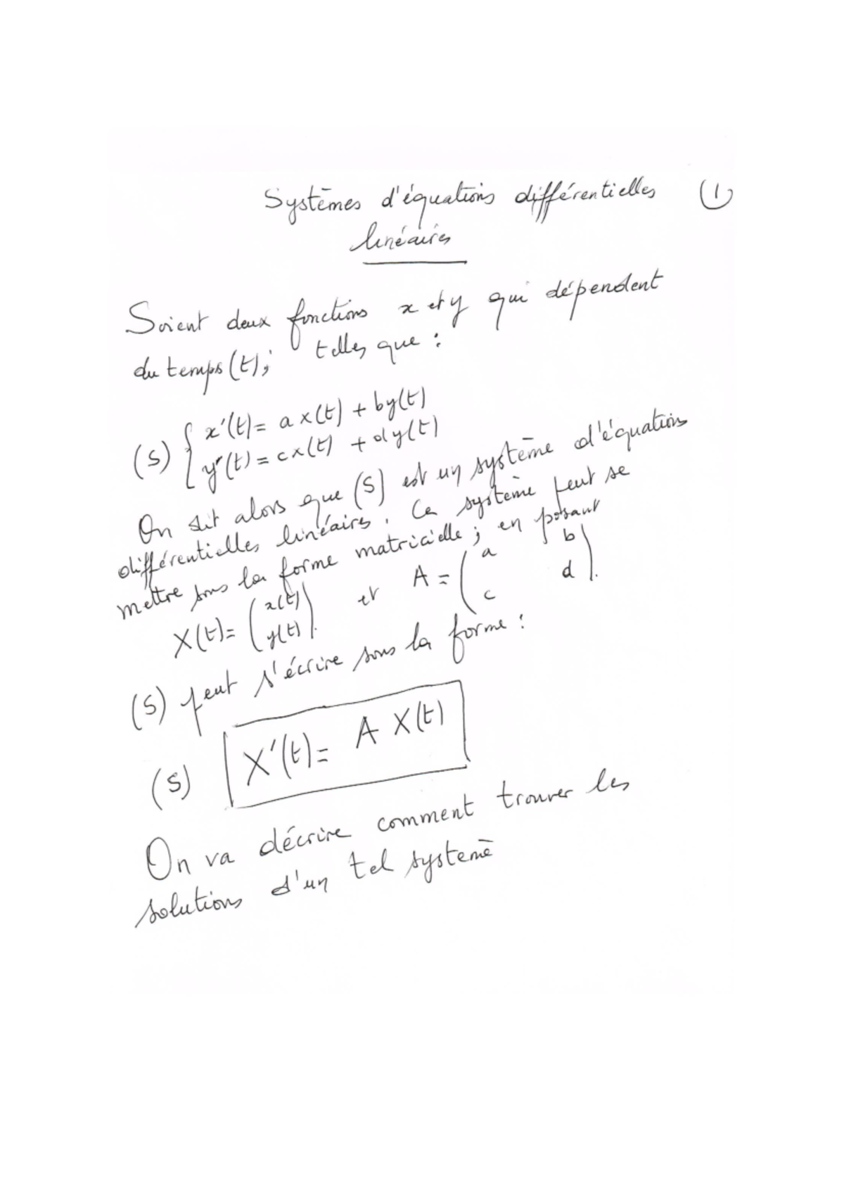 Lecture 11(Les systèmes d'équations diff linéaires) - MAT1341 - Studocu