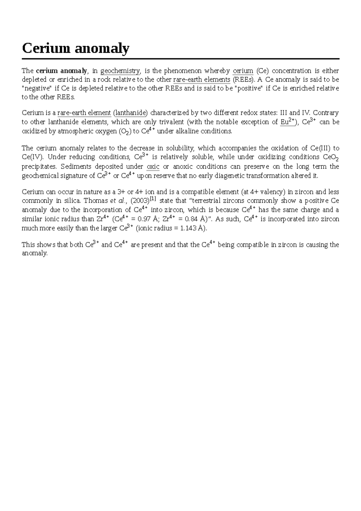 Cerium anomaly - A Ce anomaly is said to be "negative" if Ce is ...