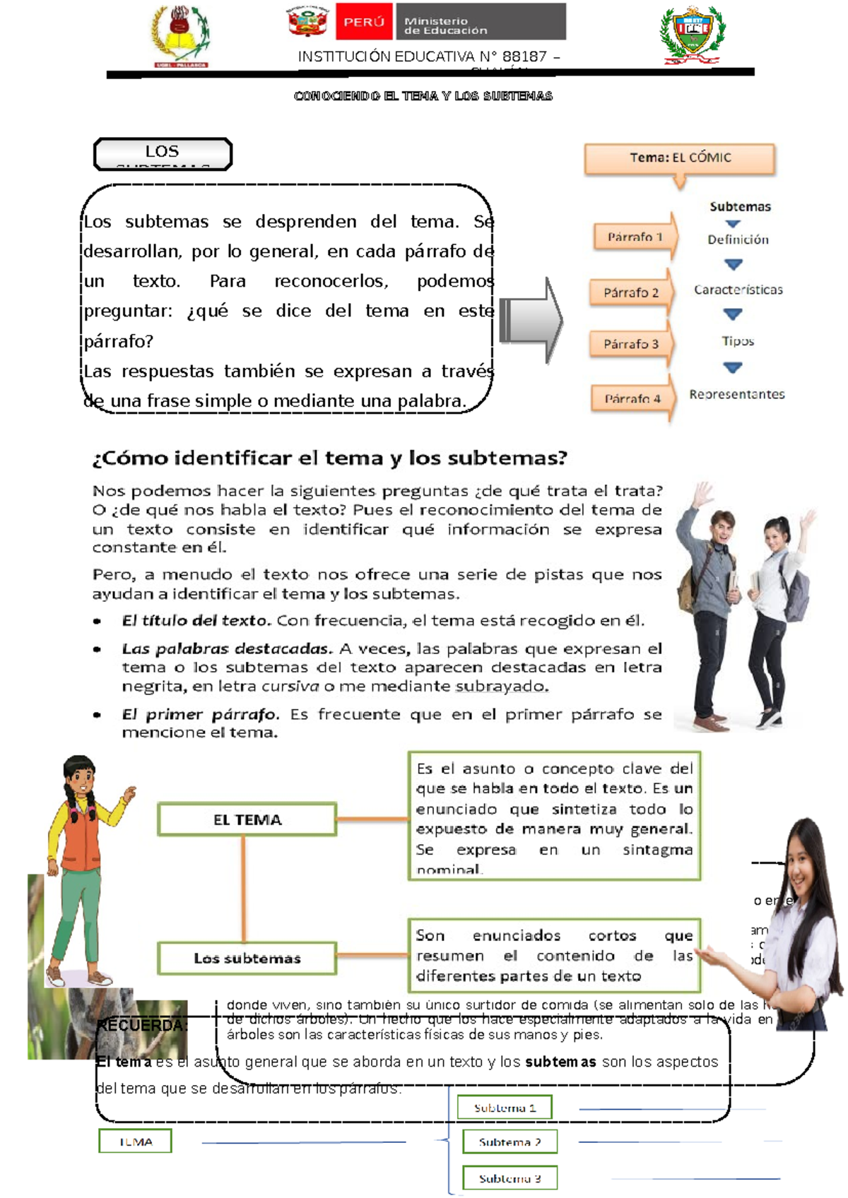 Los subtemas 4° 2024 - material valioso - LOS SUBTEMAS INSTITUCIÓN ...
