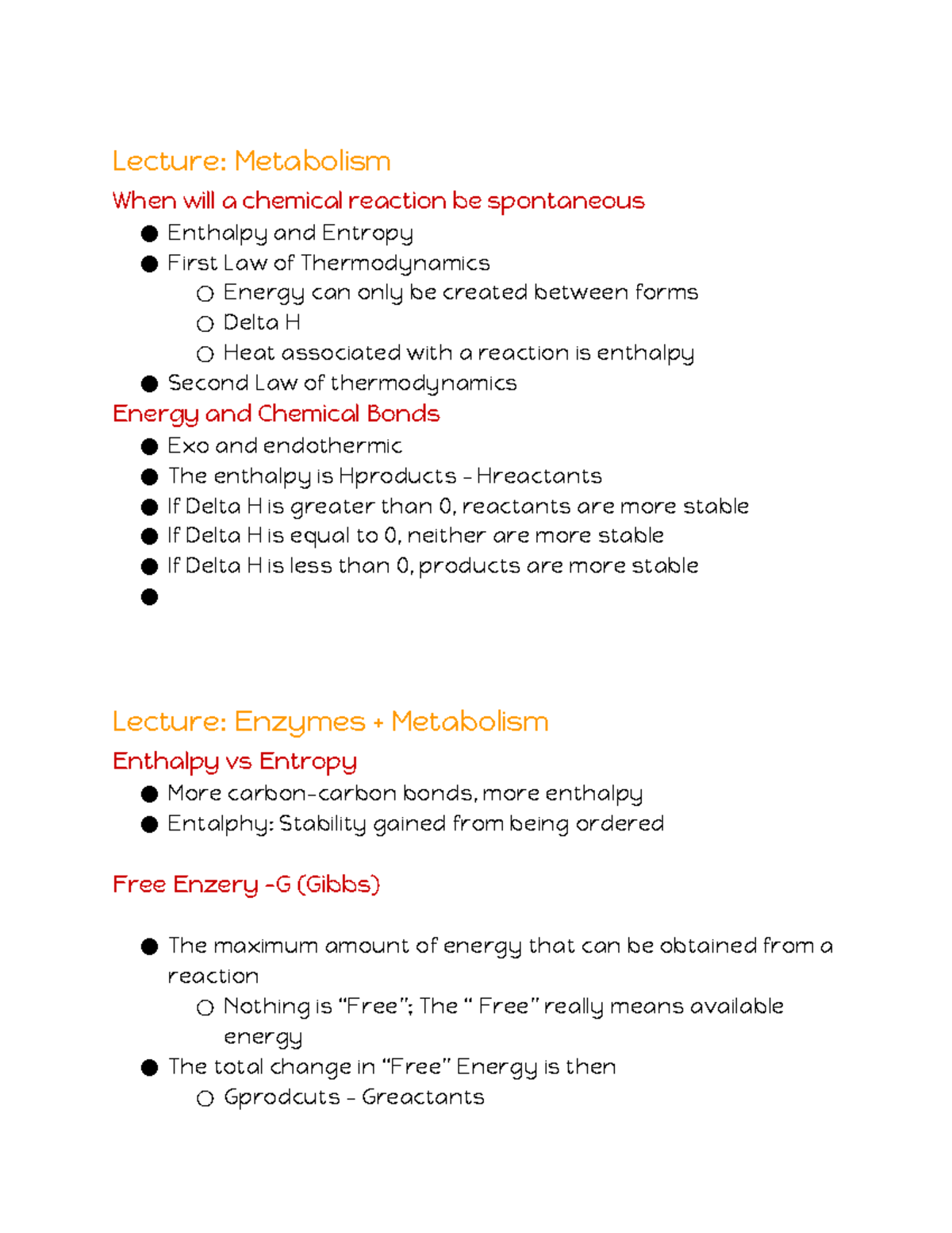 AP BIO Unit 4 Notes - Lecture: Metabolism When will a chemical reaction ...