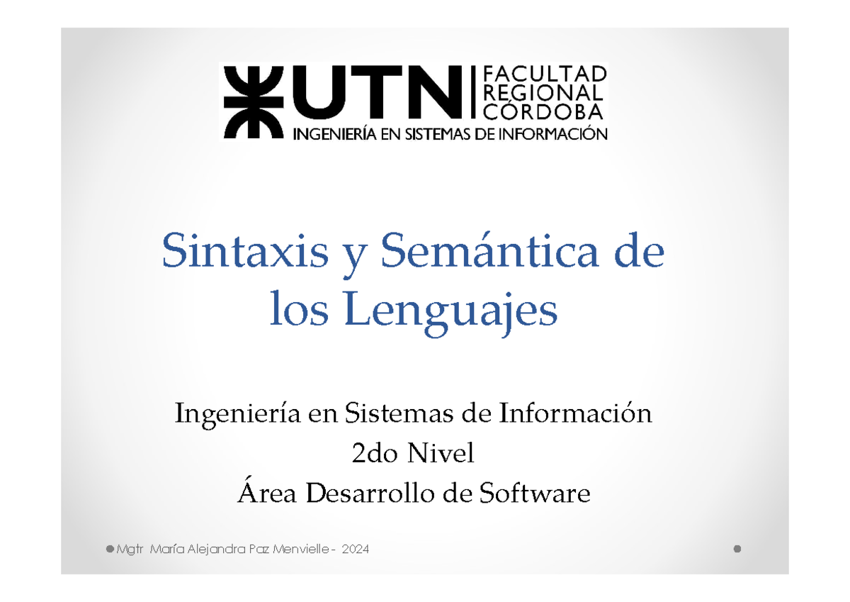 1-U1-Introduccion a Teoría de la Computación-2024 - Sintaxis y Semántica de los Lenguajes ...