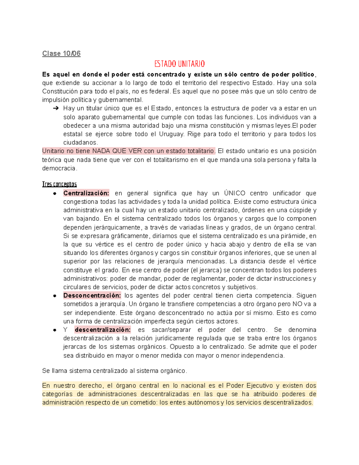 ESTADO UNITARIO - Clase 10/ TADO UNITARIO Es aquel en donde el poder ...