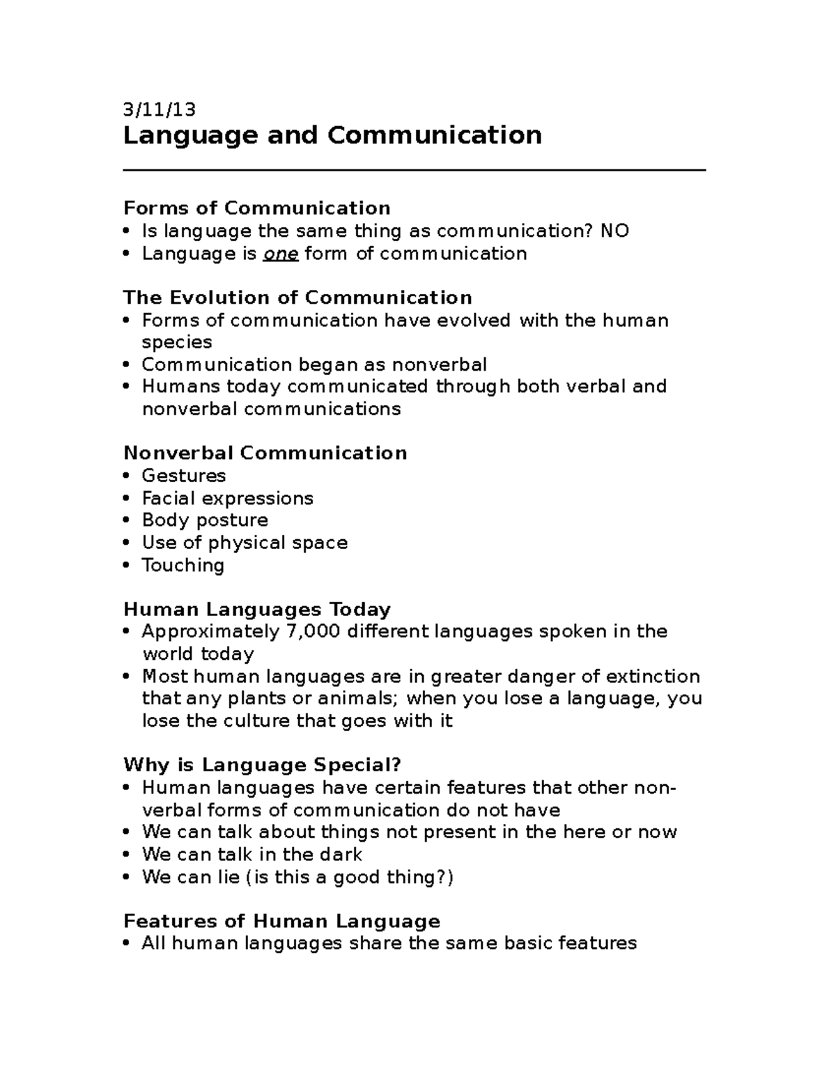 9 - Language and Communication 3-11-13 - 3/11/13 Language and ...