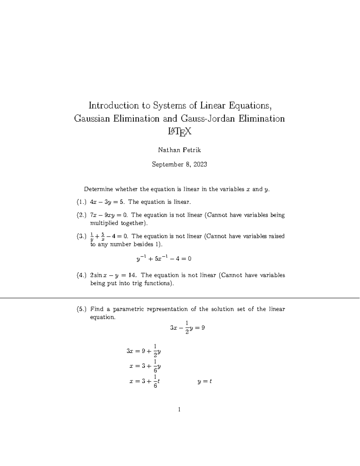 Chapter 1 - Elementary Linear Algebra, Ron Larson - Introduction to ...