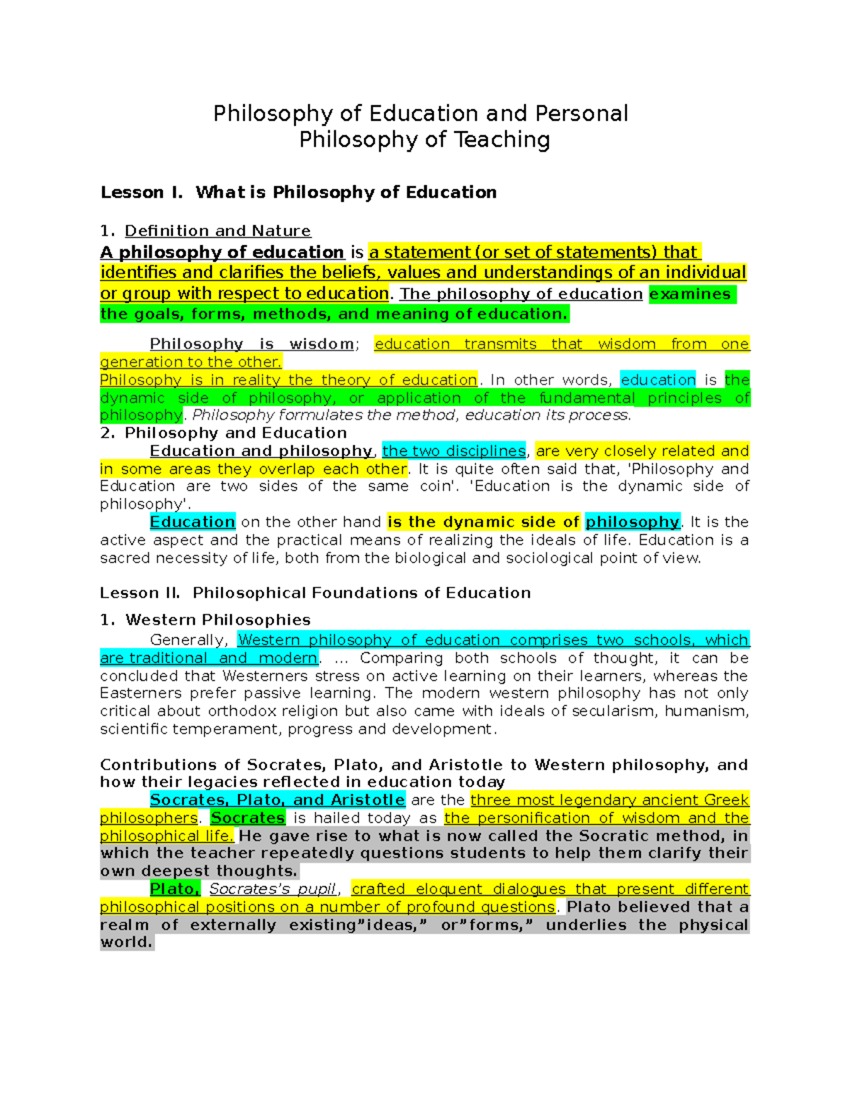 Module 3. Reviewer - PROFESSIONAL EDUCATION - Philosophy of Education ...