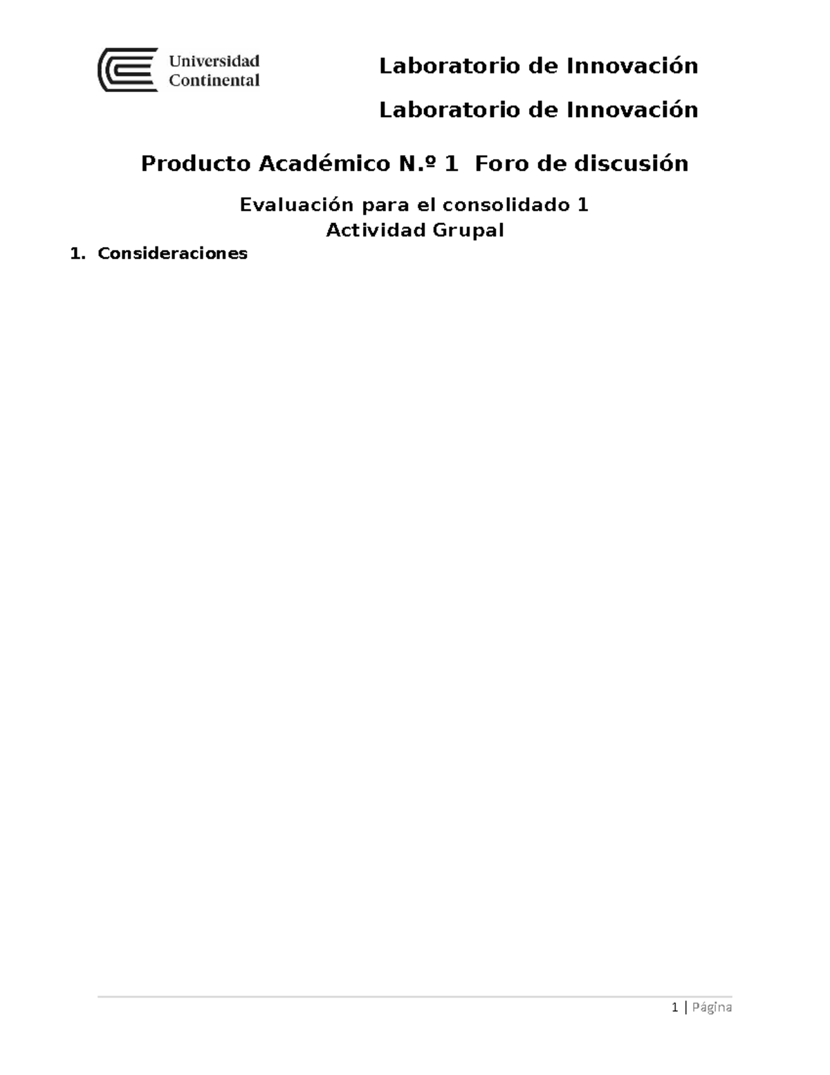 PA C1 U1 Trabajo con Rubrica - Producto Académico N.º 1 Foro de discusión Evaluación para el ...