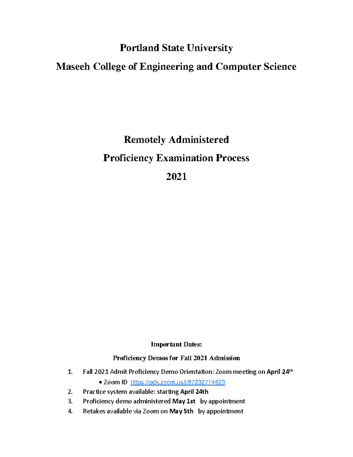 PSU Proficiency Exam Application Process-2021 Remote Proficiency Demos ...
