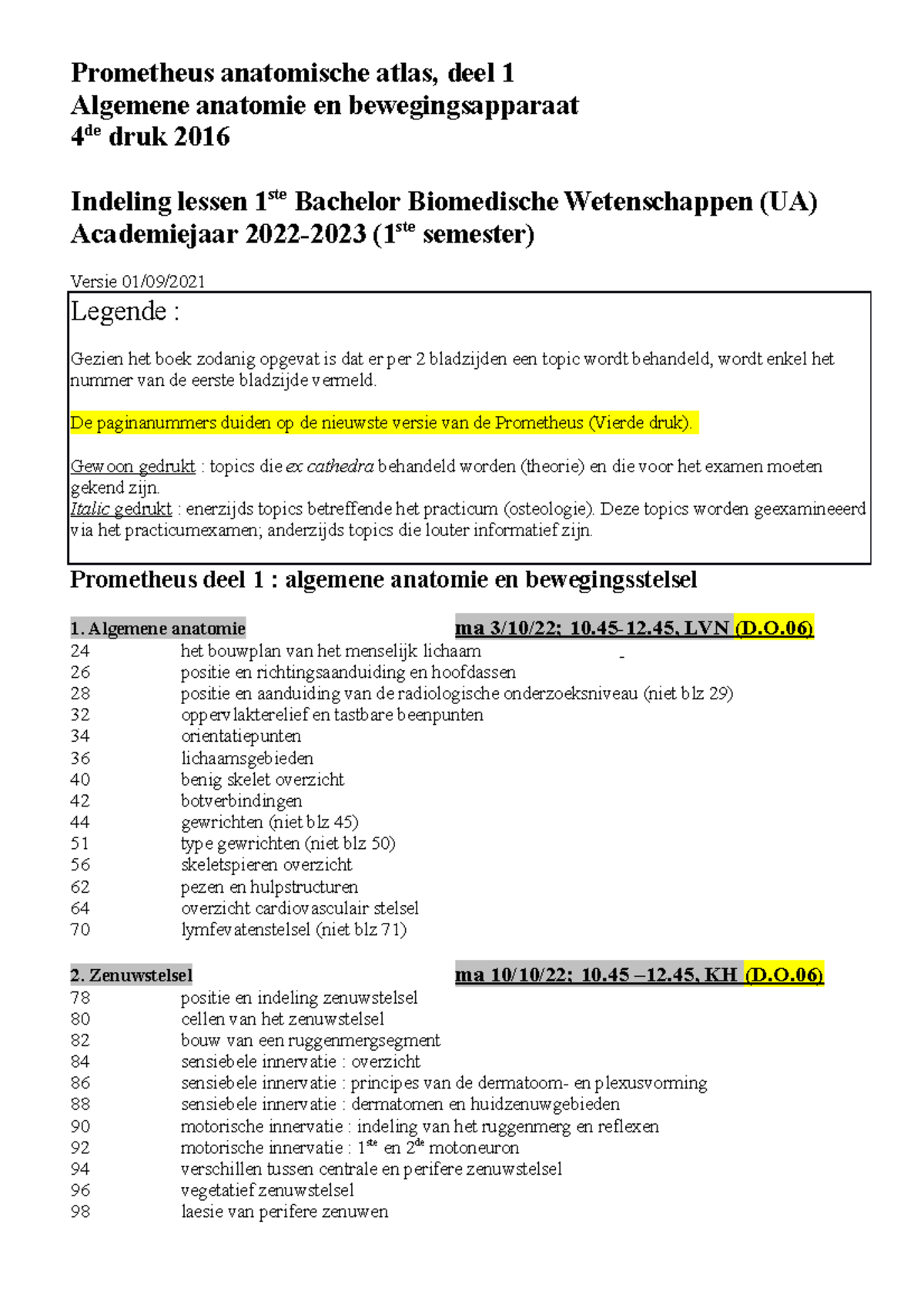 Lesindeling 2022-2023 Prometheus anatomische atlas - Prometheus ...