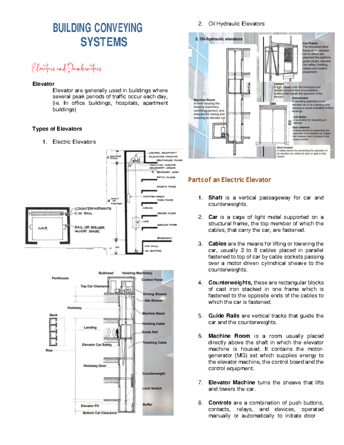 Plumbing Utilities notes about Building Conveying Systems - BUILDING ...