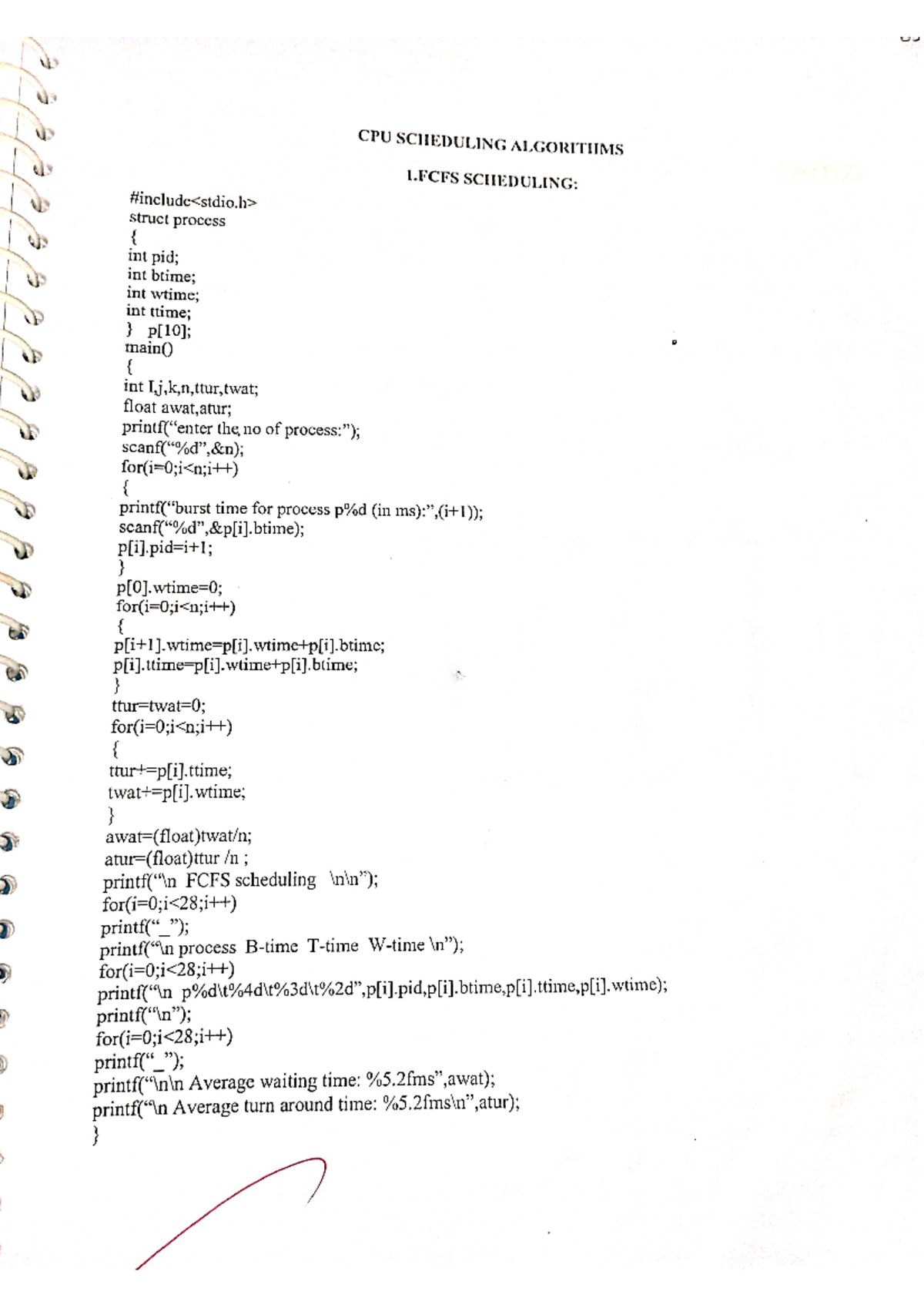 Ex 5.cpu scheduling algorithms - CPU SCHEDULING ALGORITIMS 1 SCHEDULING: struct process int int ...