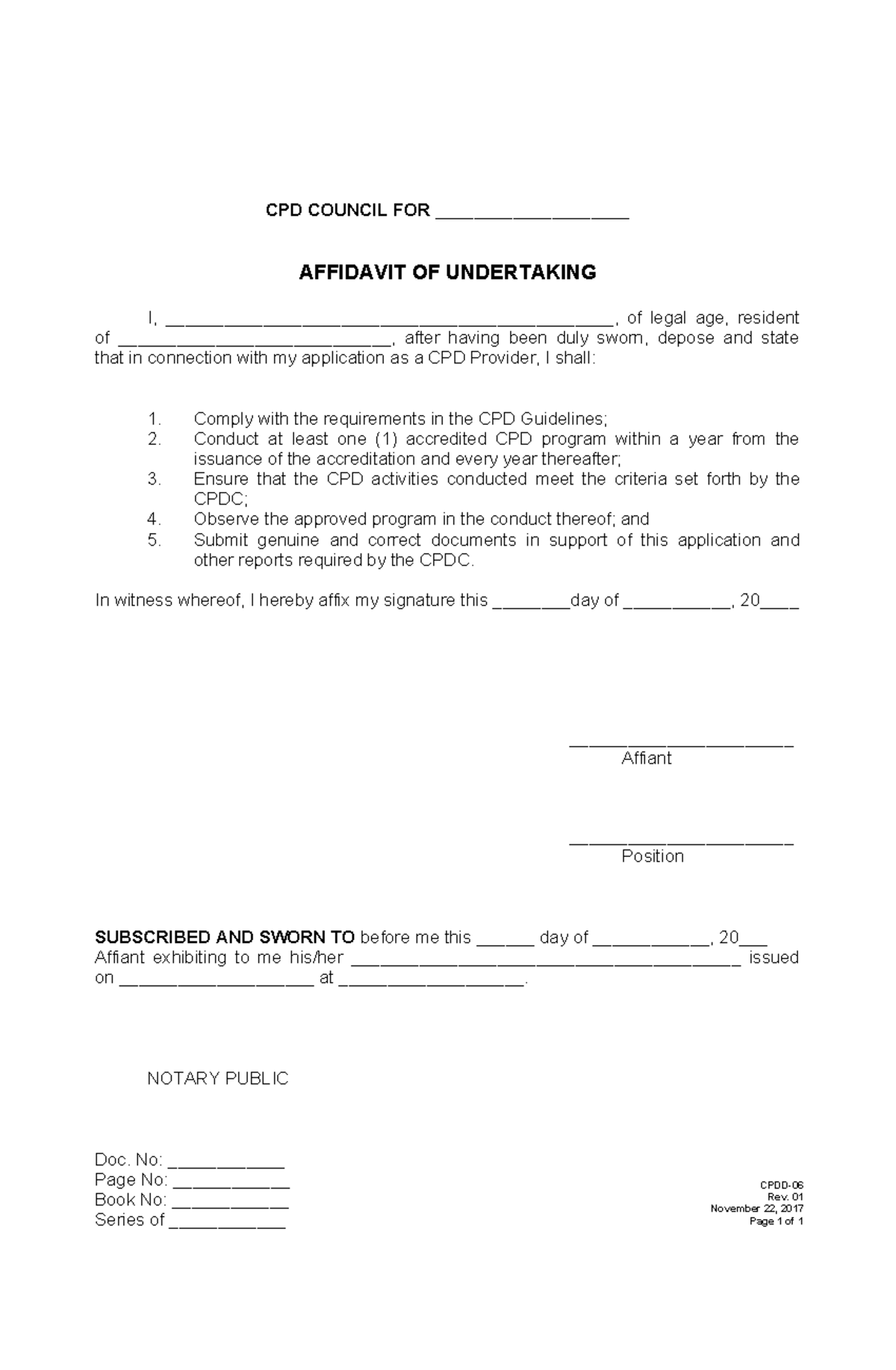 CPDD-06 Rev 01 Affidavit Of Undertaking - CPD COUNCIL FOR ...